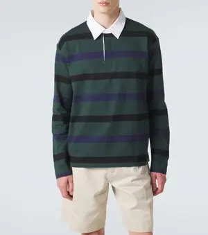 Prada Striped Cotton Polo Shirt - Green