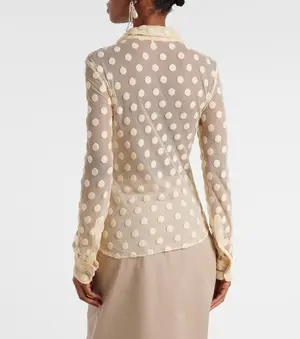 Dries Van Noten Polka-dot Cotton-blend Mesh Shirt - Beige