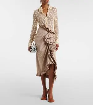 Dries Van Noten Polka-dot Cotton-blend Mesh Shirt - Beige