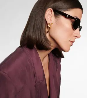 Saint Laurent Monogram Rectangle Sunglasses - Brown