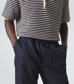 Sunspel Cotton-linen Straight Leg Pants