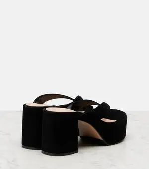 GIANVITO ROSSI Suede Platform Thong Sandals