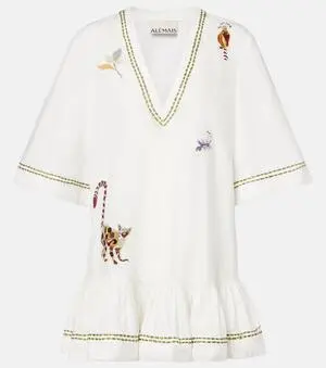 ALEMAIS Alémais Camelia Embroidered Minidress - White