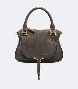 Chloé Chloé Marcie Medium Suede Shoulder Bag Grey