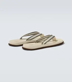 Brunello Cucinelli Leather-trimmed Thong Sandals - Green