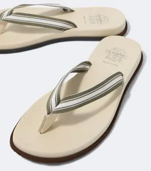 Brunello Cucinelli Leather-trimmed Thong Sandals
