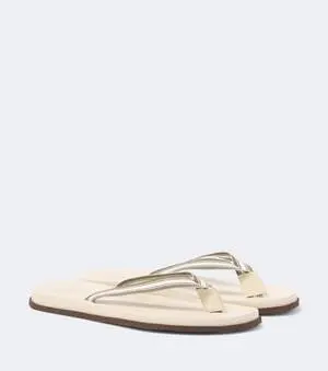 Brunello Cucinelli Leather Trim Sandals - Green