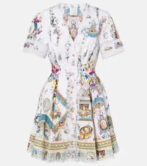 Camilla Embellished Printed Cotton Minidress - Multicoloured