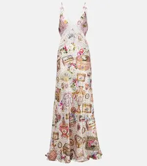 Camilla Lace-trimmed Printed Silk Maxi Dress - Multicoloured