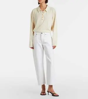 SLVRLAKE Jamie Cropped Barrel-leg Jeans In Panna
