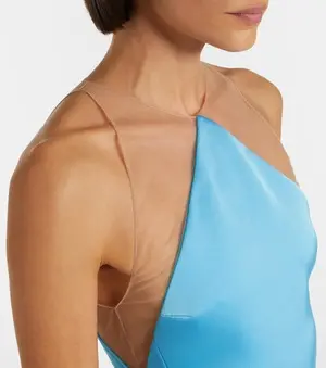 David Koma Feather-trimmed Satin Mini Dress