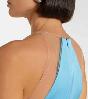 David Koma Feather-trimmed Satin Mini Dress