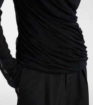 Junya Watanabe Draped Faux Pearl-embellished Cotton Top