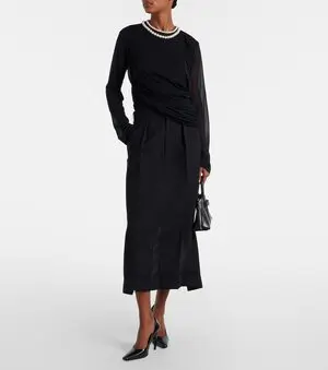 Junya Watanabe Draped Faux Pearl-embellished Cotton Top