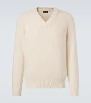 Zegna Cotton V-neck Sweater - White