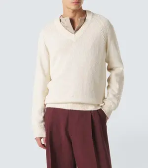 Zegna Cotton V-neck Sweater - White