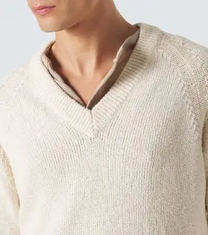 Zegna Cotton V-neck Sweater - White
