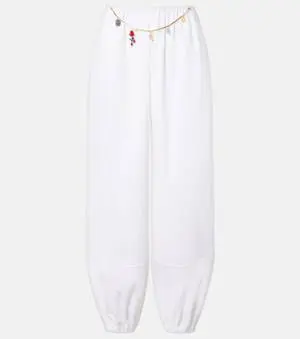 Stella McCartney Embellished Cotton Tapered Pants - White