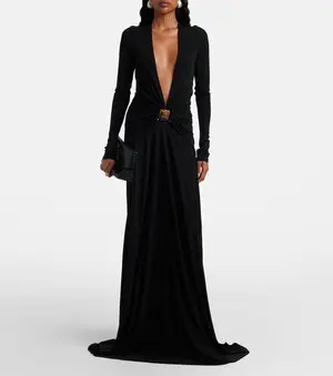 Christopher Esber Bezel Quartz Embellished Maxi Dress