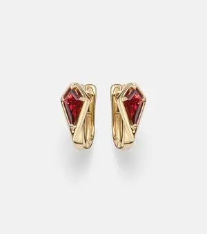 STONE AND STRAND 14kt Yellow Huggie Earrings With Garnet - Gold