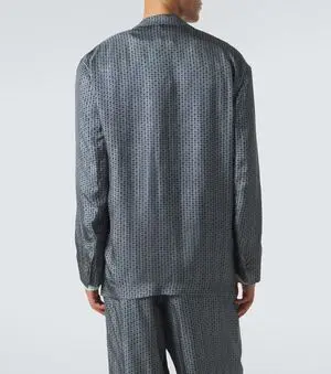 Giorgio Armani Printed Double-breasted Blazer - Grey
