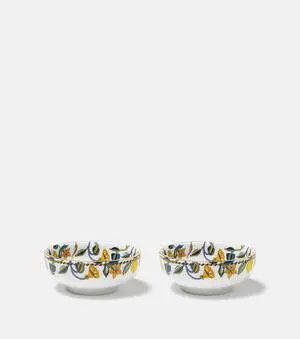 La DoubleJ Borboni Set Of 2 Porcelain Snack Bowls - White