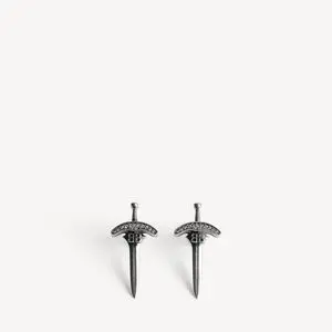 Balenciaga Sword Bb Logo Stud Earrings - Silver