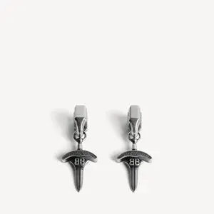 Balenciaga Goth Drop Earrings In Antique Recycled Brass - Silver