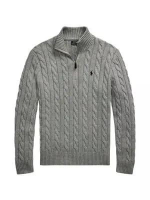 Polo Ralph Lauren Cable-knit Quarter-zip Sweater - Grey