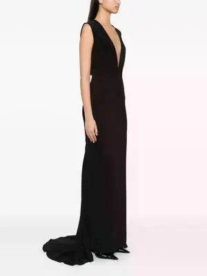 Solace London Althea Plunging V-neck Maxi Dress - Black