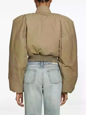 Alexander McQueen Exaggerated-shoulder Cropped Bomber Jacket - Neutrals