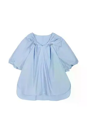 JNBY Metal-pleated V-neck Blouse - Blue