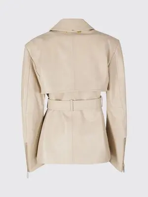 Sportmax Leather Belted Jacket - Beige