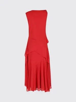 GANNI Asymmetrical Off-the-shoulder Recycled Jersey Midi Dress - Red