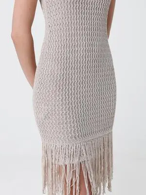 Pinko One Shoulder Dress With Fringe Detail