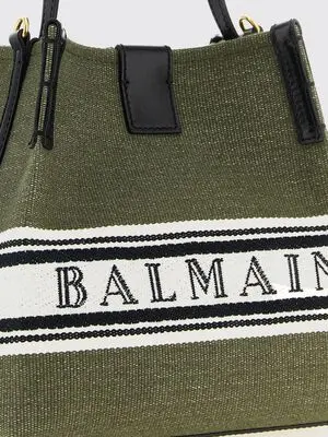 Balmain Jacquard Logo Cotton Blend Shoulder Bag - Green