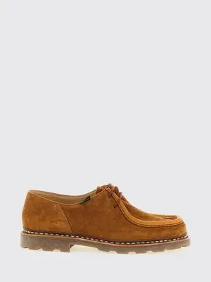 Paraboot Suede Calfskin Leather Derby Shoes With Notched Rubber Sole - Brown