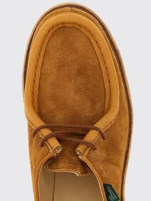 Paraboot Suede Calfskin Leather Derby Shoes With Notched Rubber Sole - Brown