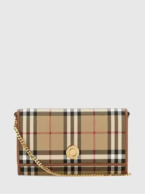 Burberry Check Coated Cotton Wallet On Chain Bag