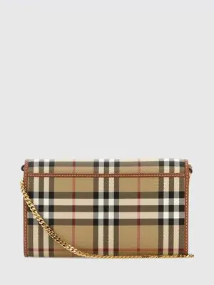 Burberry Check Coated Cotton Wallet On Chain Bag
