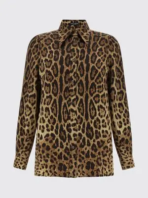 Dolce & Gabbana Long Sleeve Silk Animal Print Shirt