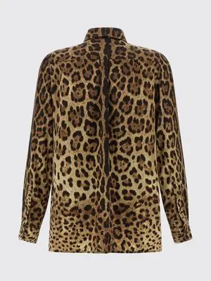 Dolce & Gabbana Long Sleeve Silk Animal Print Shirt