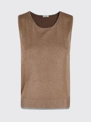 ROBERTO COLLINA Sleeveless Knit Top With Metallic Sheen - Silver