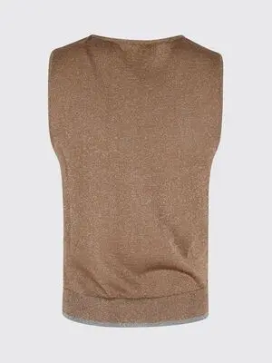 ROBERTO COLLINA Sleeveless Knit Top With Metallic Sheen - Silver