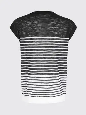 ROBERTO COLLINA Striped Linen Crew-neck Top - White