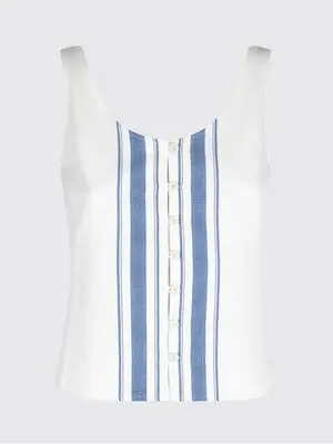 LOW CLASSIC Striped Button-up Tank Top - Blue
