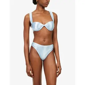4TH & RECKLESS Ruched High-leg Bikini Bottoms
