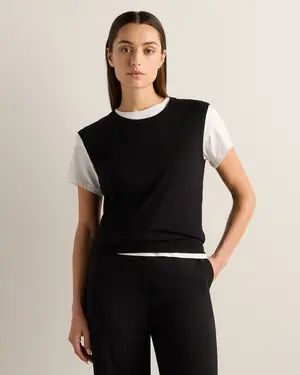 Quince Lightweight Cotton Cashmere Sweater Tank Top - Black