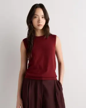 Quince Lightweight Cotton Cashmere Sweater Tank Top - Deep Brick Red