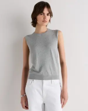 Quince Lightweight Cotton Cashmere Sweater Tank Top - Heather Grey